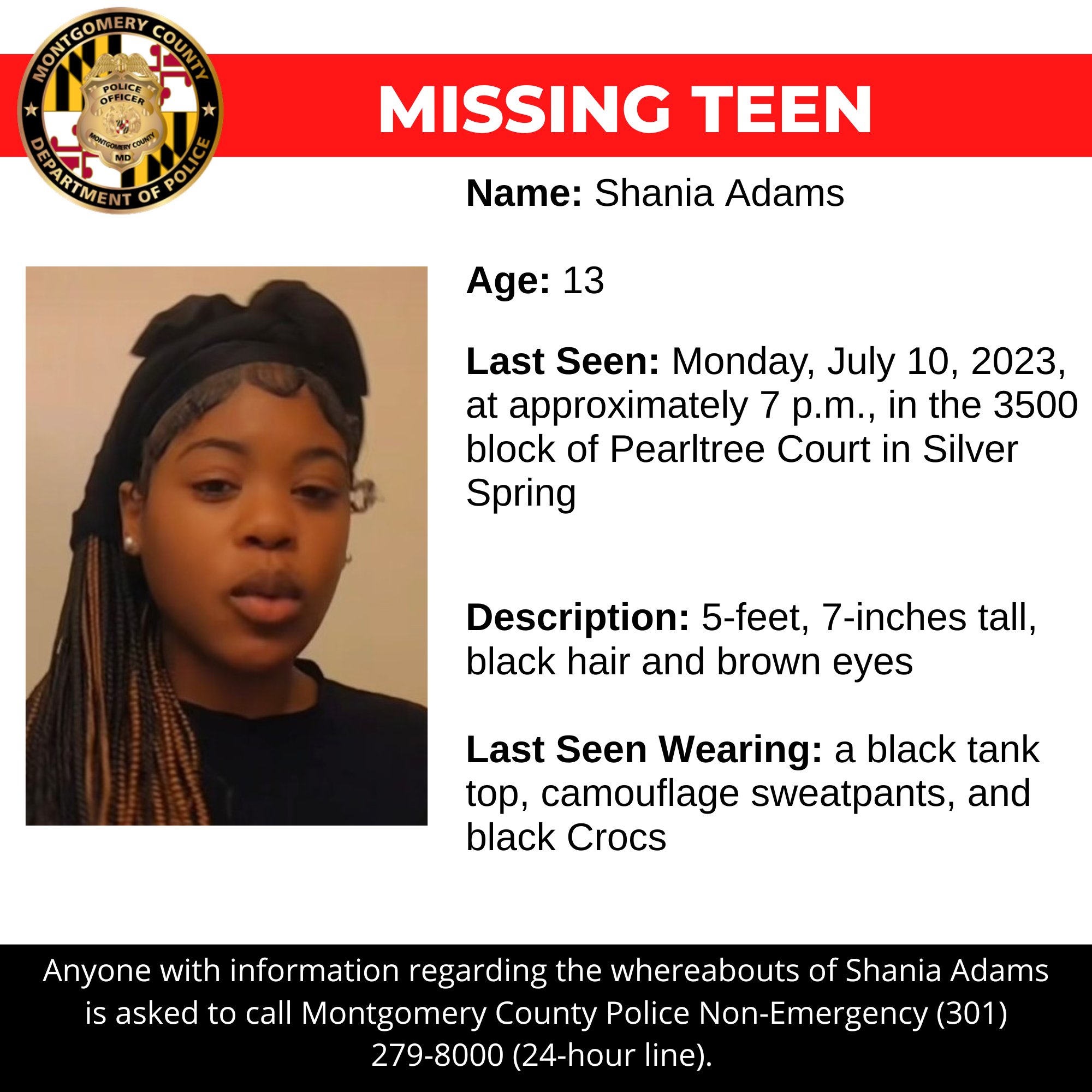 Montgomery County Department Of Police On Twitter Concern For Missing