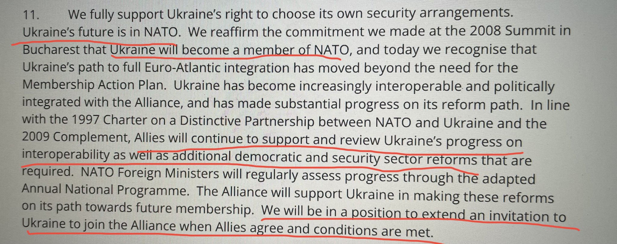 Paul Adams on Twitter: "NATO’s language on Ukraine’s membership. No invitation yet. Washington ...