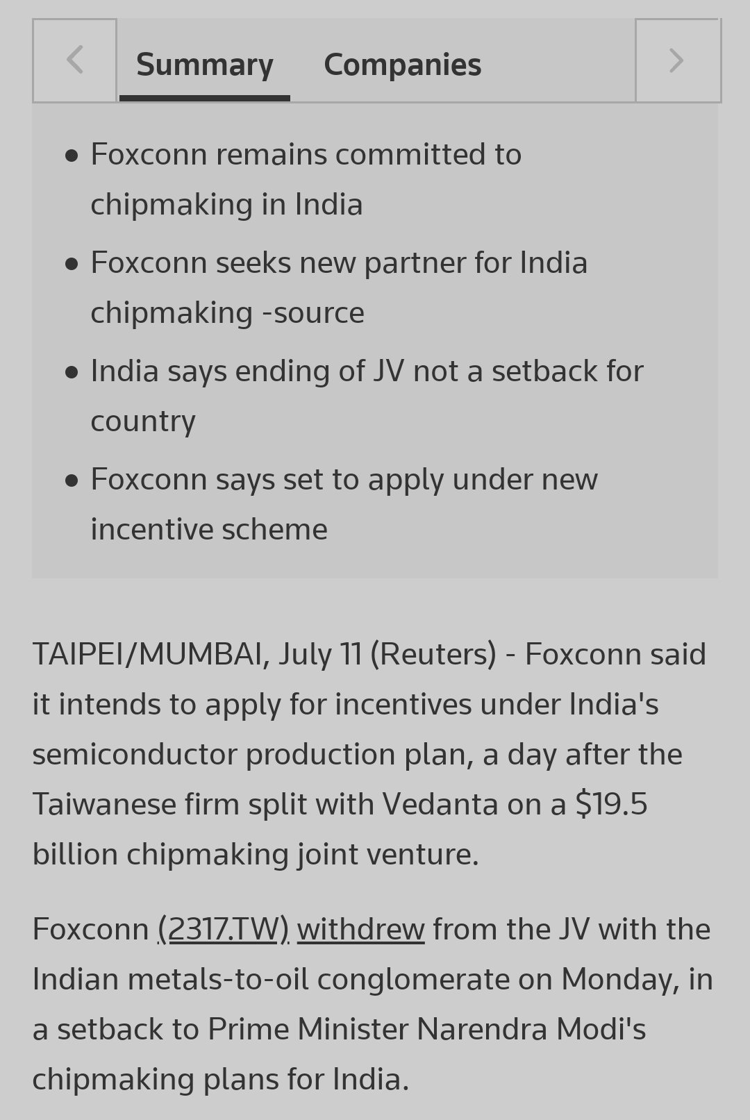 Koustuv 🇮🇳 🧭 on Twitter: "Foxconn said it intends to apply for incentives under India's ...