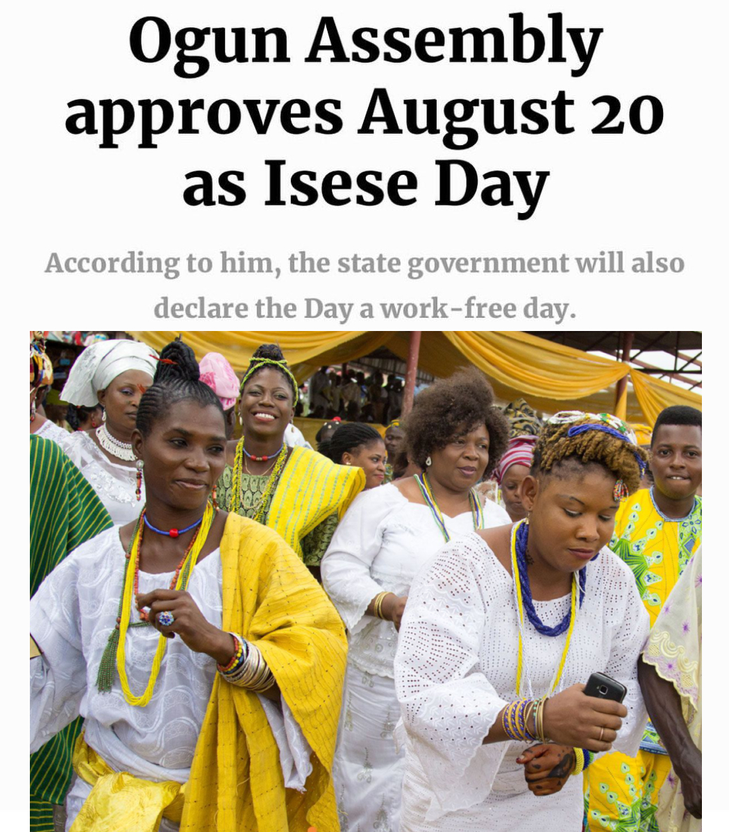 The Yoruba Nation CH © on Twitter: "The Ogun State Government has officially declared August 20 ...