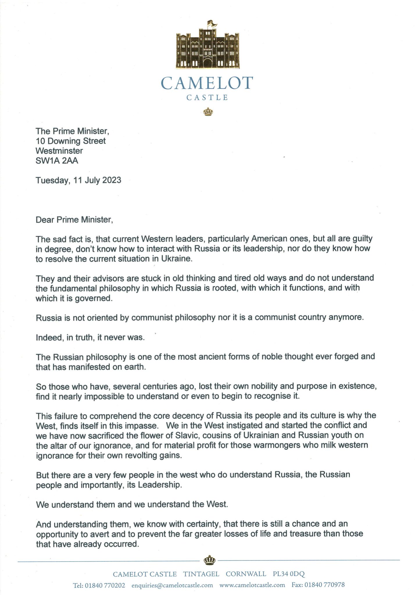 John Mappin on Twitter: "A Letter to the British Prime Minister. Russia / Ukraine Conflict ...