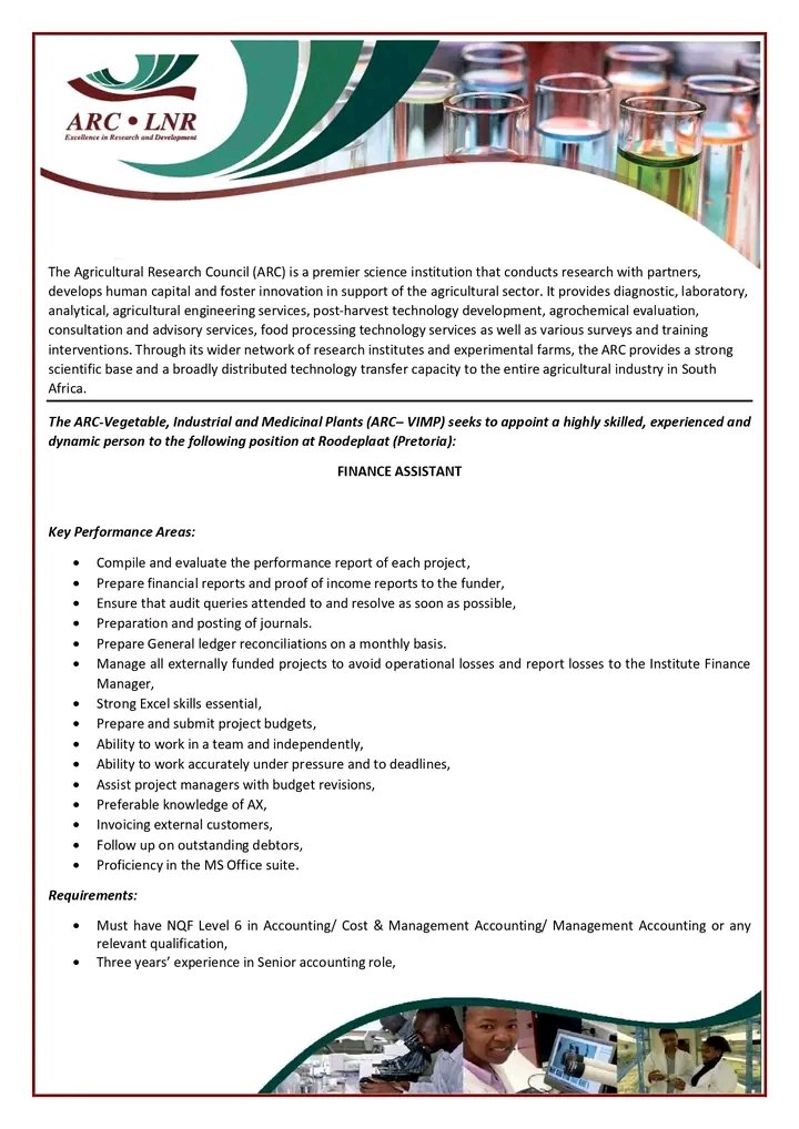 Carol B. Mashudu 🇿🇦 on Twitter: "Finance Assistant Agricultural Research Council (ARC) Location ...