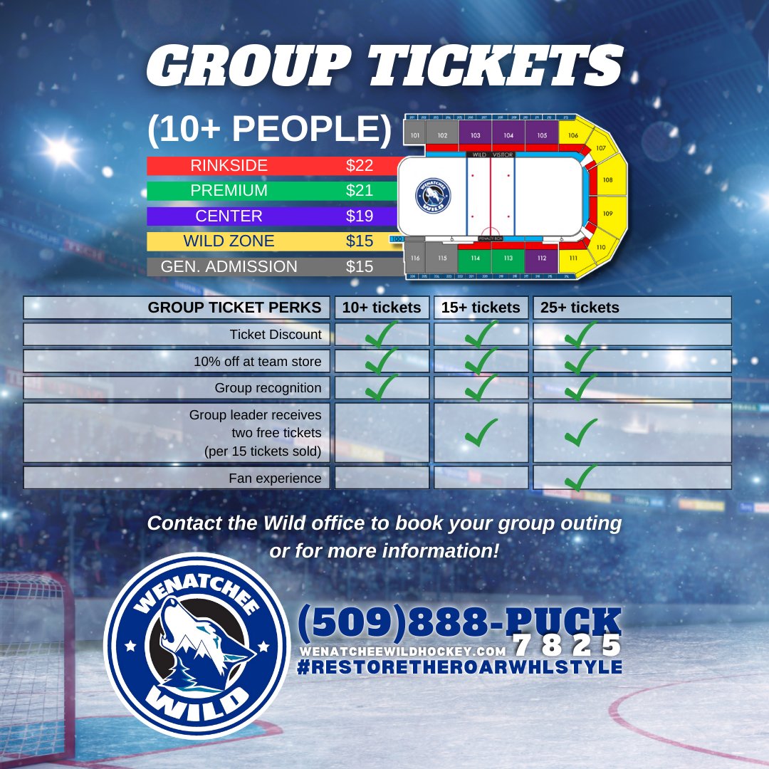 Wenatchee Wild on Twitter: "Who doesn't LOVE a discount?!? When you buy tickets in groups of 10 ...