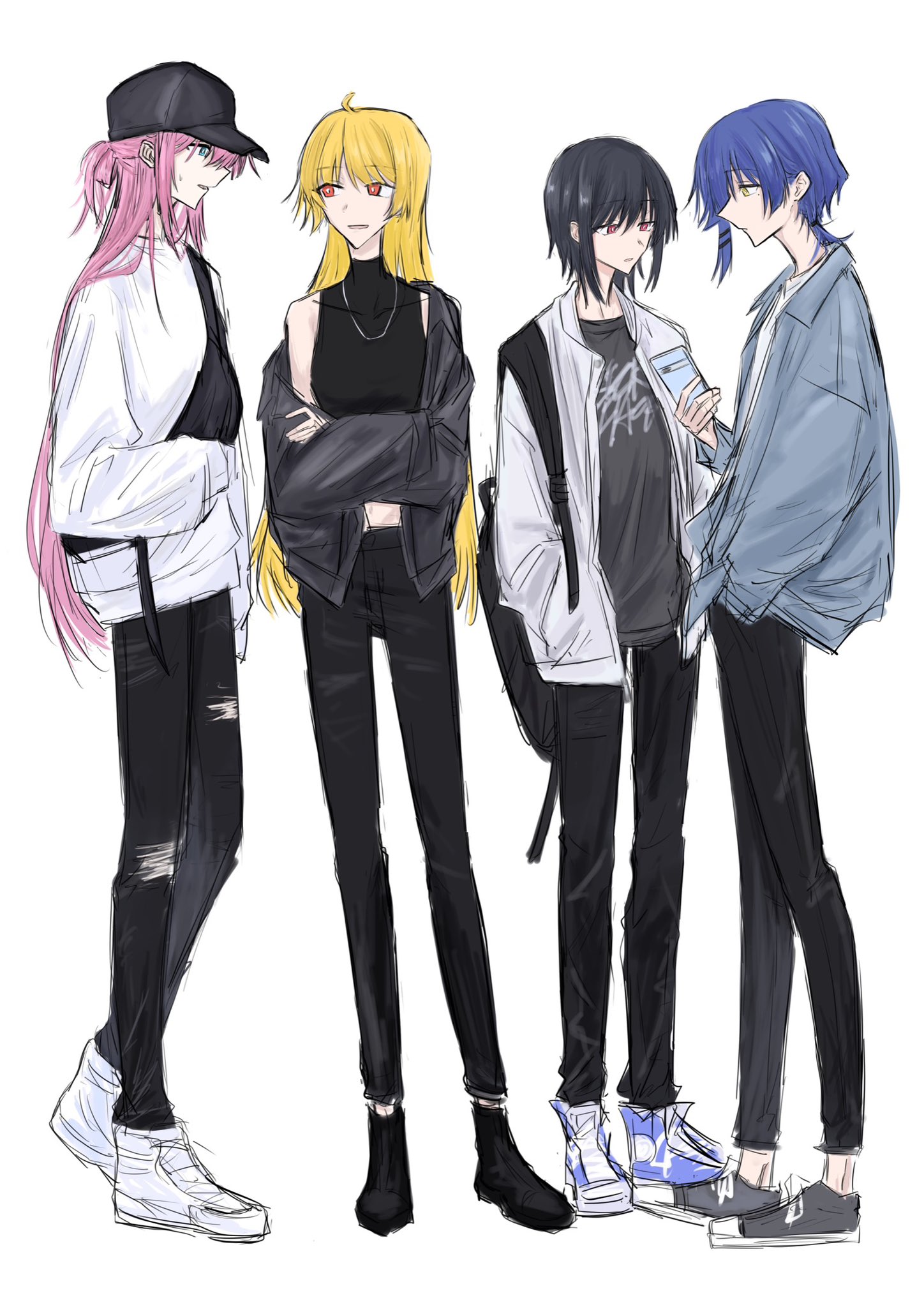 名刀茄子 On Twitter この4人の足はどれだけ長く描いてもいいらしい(?????) Njkogcj6ek Twitter