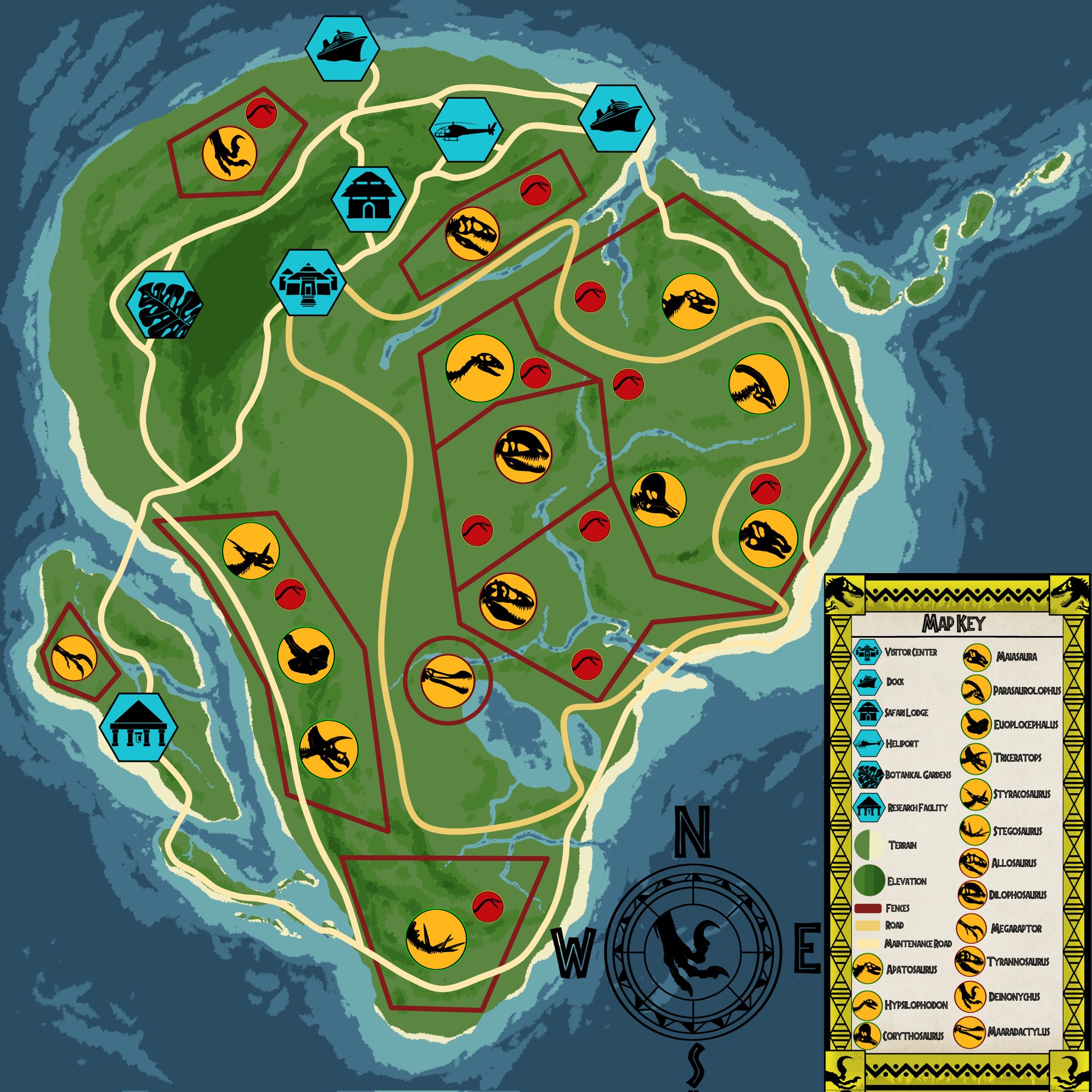 Isla Nublar Map Jurassic Park Jurassic Park World Jur
