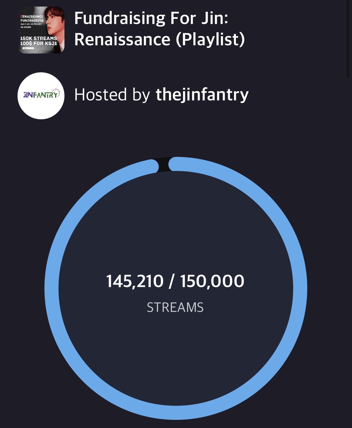 Jinfantry on Twitter: "💰| STREAM FUNDRAISING PARTY | SO CLOSE!! 🏃‍♀️💨 🔗: https://t.co/1abiTsLjXE ...