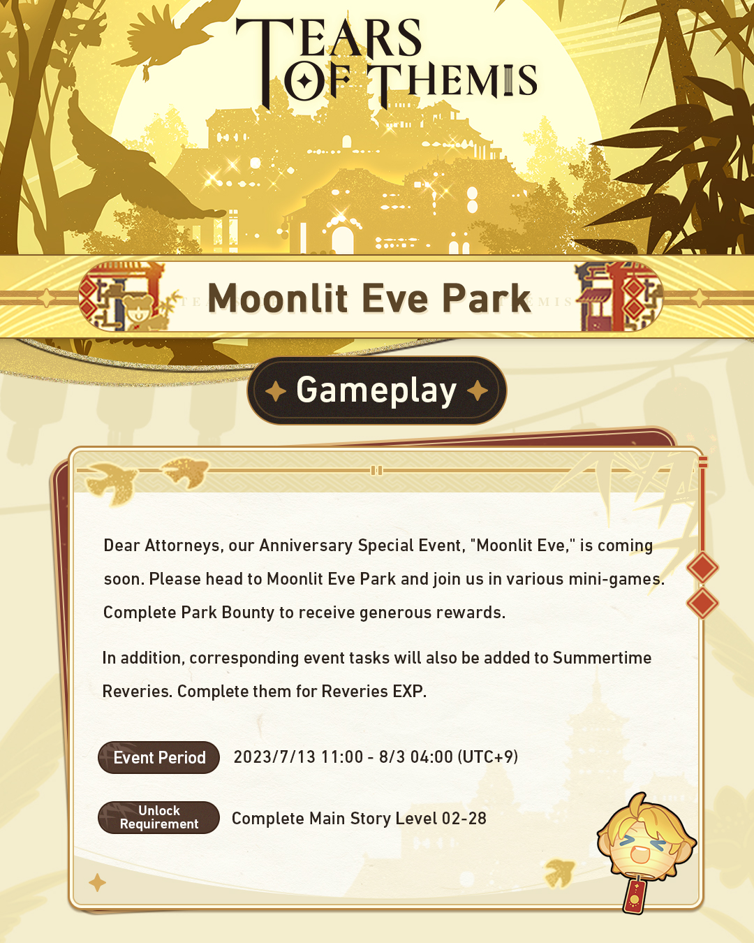 Tears of Themis on Twitter: " Moonlit Eve Park Gameplay (1/2) During the event, challenge ...