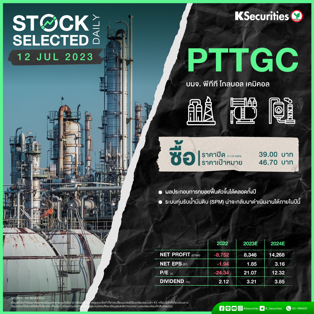 KSecurities on Twitter: "KS Stock Selected 12.07.2023 PTTGC: ผลประกอบการทยอยฟื้นตัว ราคาปิด (11. ...