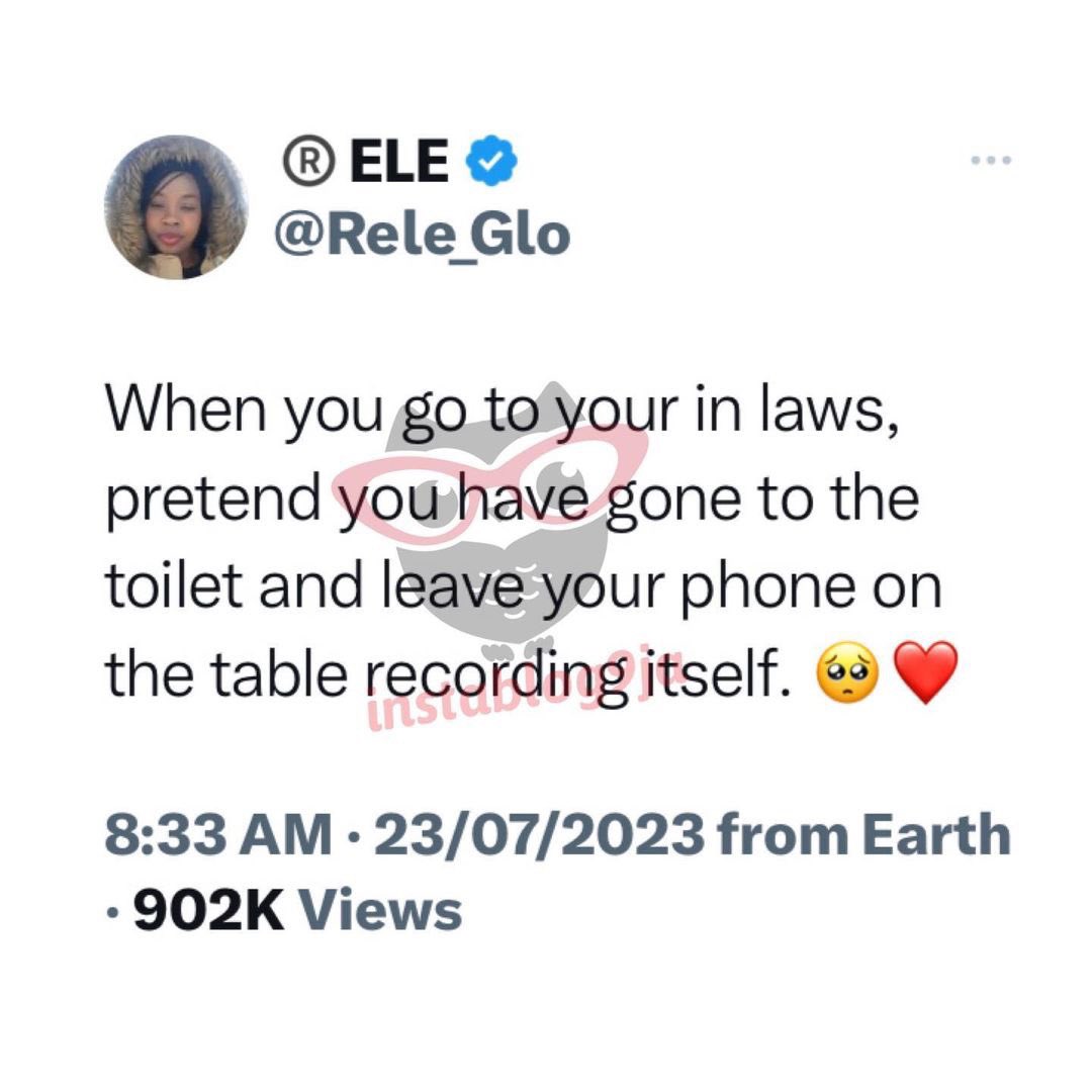 Instablog9ja on Twitter: "Twitterati reveals one thing you must do at your in-laws’ house https ...