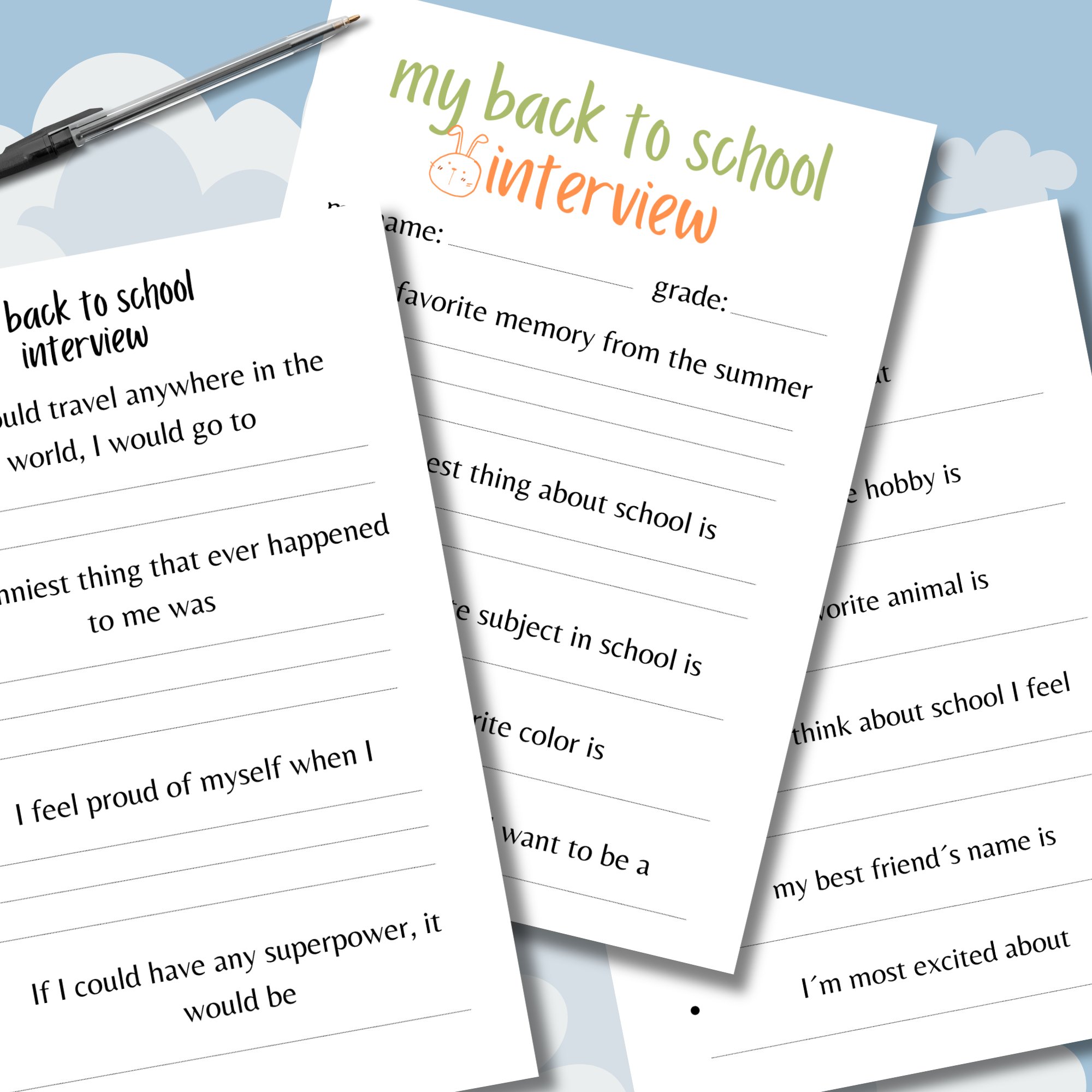 Funclass on Twitter: "FREE Printable! BACK TO SCHOOL INTERVIEW🎉🎉 One ...