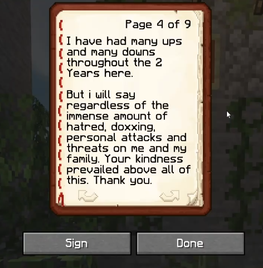 Thank You Letters In Minecraft