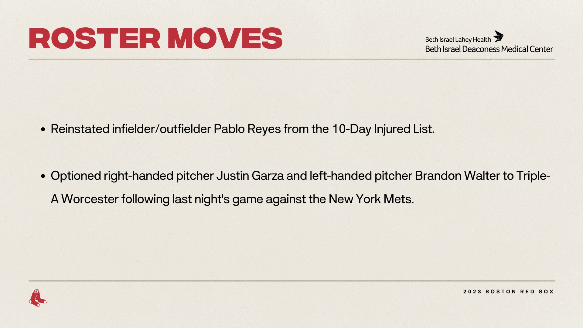 Red Sox on Twitter: "The #RedSox today announced the following roster moves: https://t.co ...