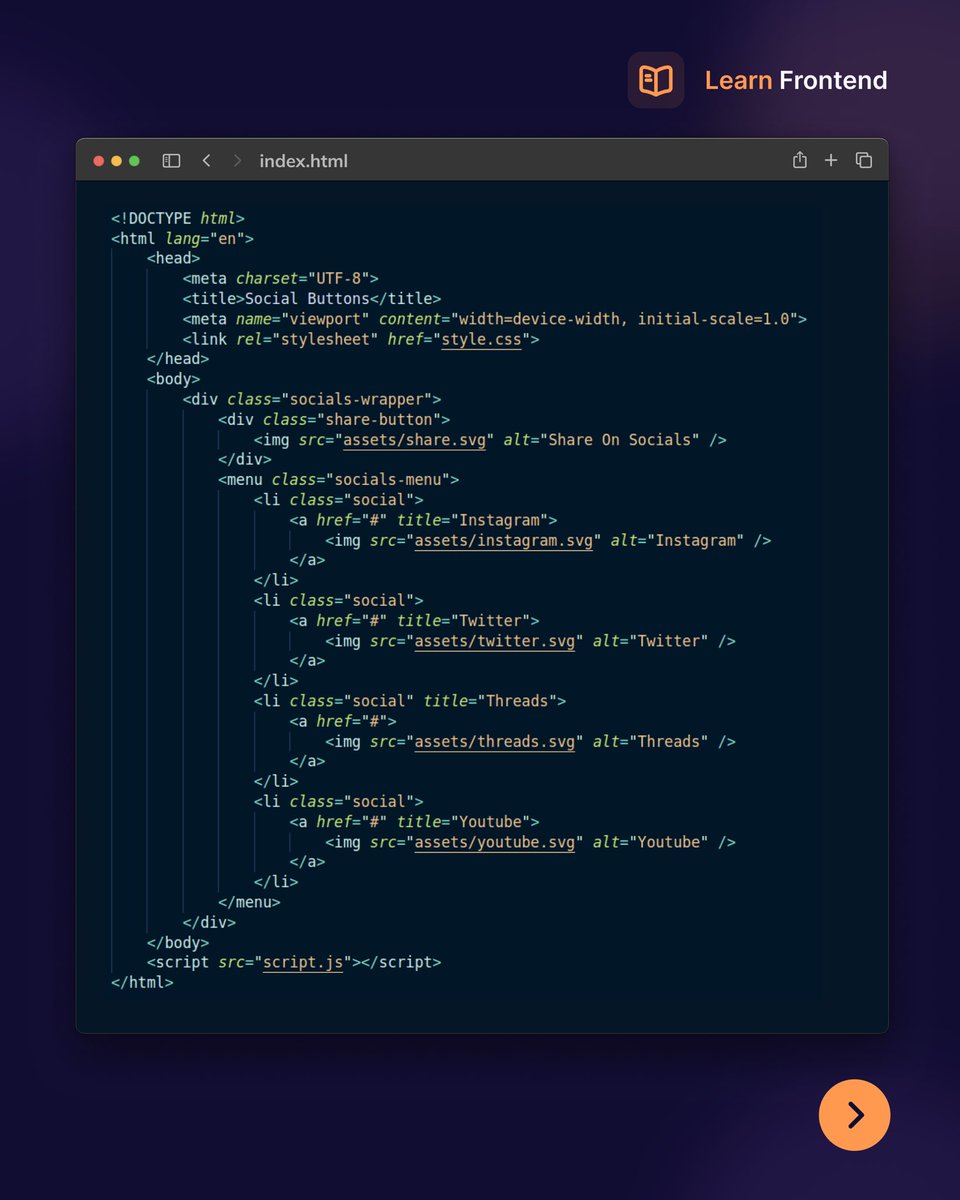 Social sharing with HTML, CSS and JavaScript 🚀 Code in the comments 👨‍💻 - المسلسل من David Mraz ...
