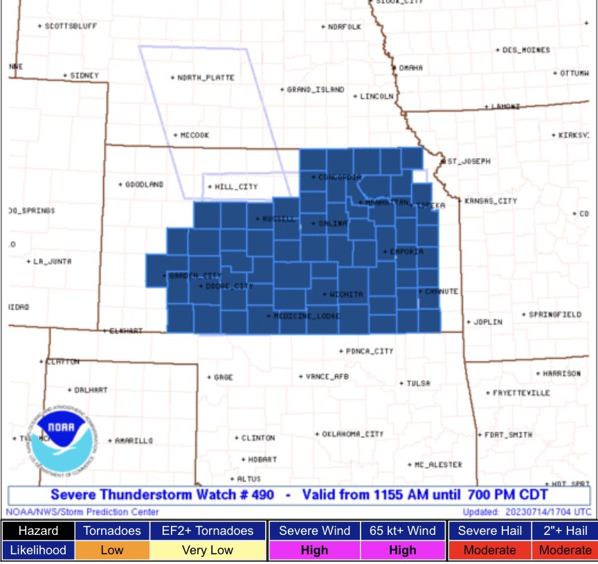 Jordan McClellan on Twitter: "A severe thunderstorm watch has been issued for a large portion of ...