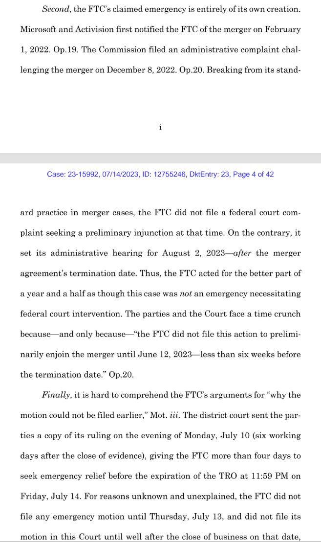Tom Warren on Twitter: "Microsoft has just filed a response to the FTC's emergency motion at the ...
