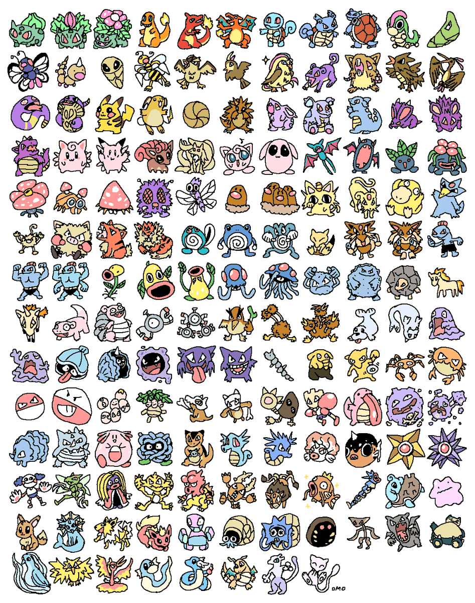 omocat on X i drew the first 151 pokemon from memory https t QoAlxnTTXa X
