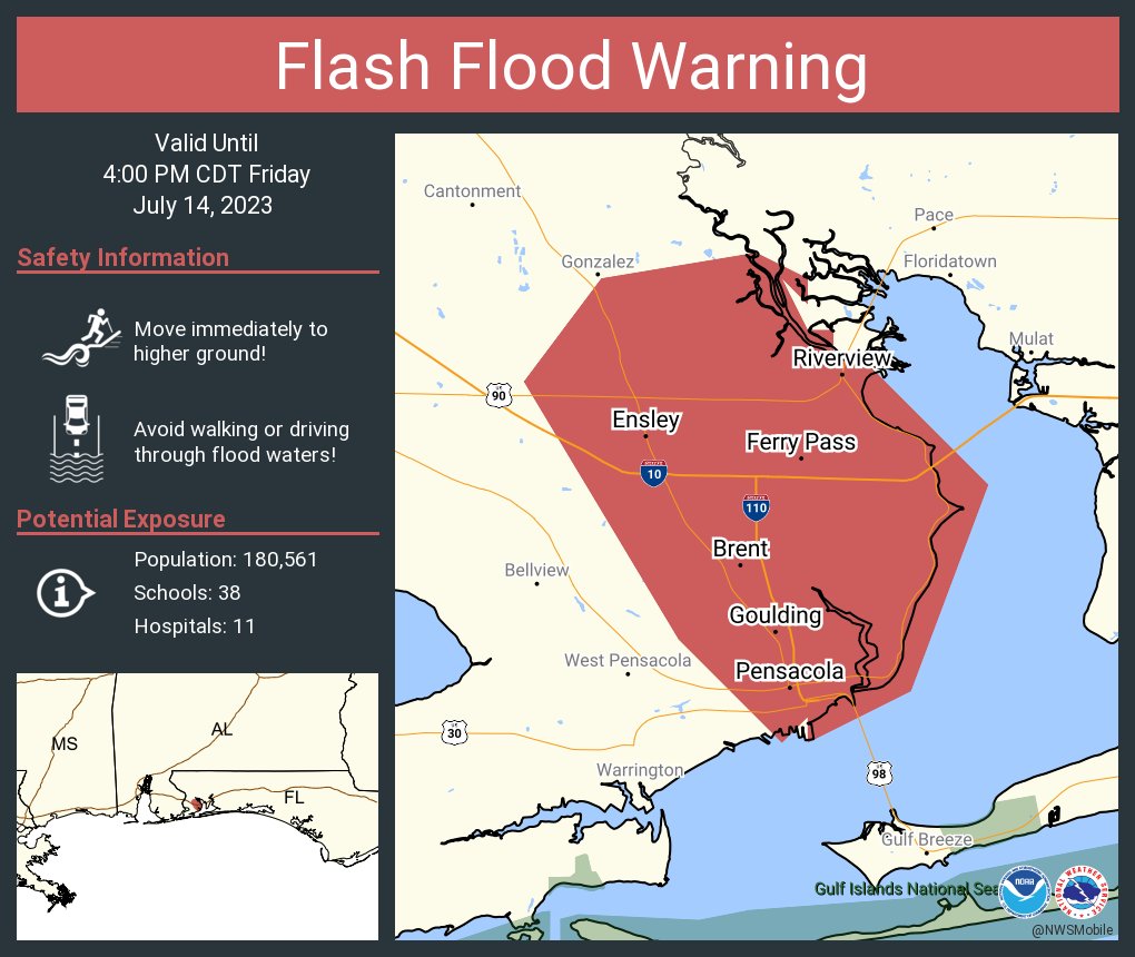 Nws Mobile On Twitter Flash Flood Warning Including Pensacola Fl