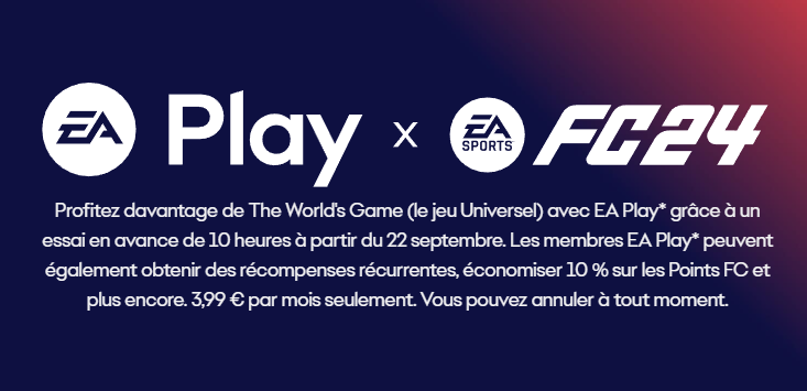 FANSDEFUT on Twitter: "🚨 EA PLAY x FC24 ( 3€99 par mois ) Sur FC24 grâce à ton abonnement EA ...