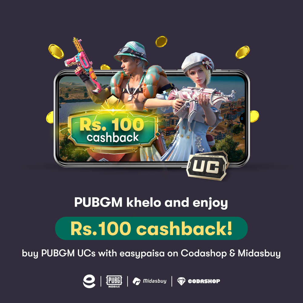 easypaisa on Twitter: "Gaming weekend on karo! 🎮 🤩 Enjoy karo Rs. 100 cashback on PUBG UCs ...
