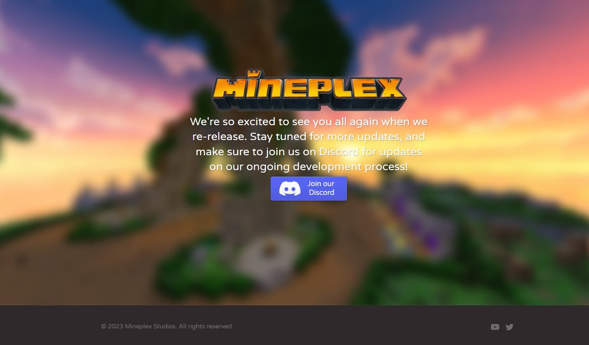 TheMisterEpic on Twitter: "Mineplex's website is back up with this message:"