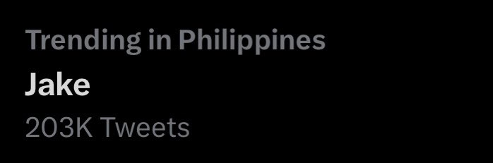 JAKE PH on Twitter: "[📊] — TRENDS JAKE is still trending on #1 spot in PH with 203k tweets! # ...