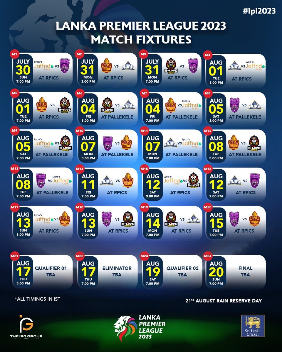 Starting July 30th, witness cricketing brilliance unfold. Check out the Lanka Premier League ...