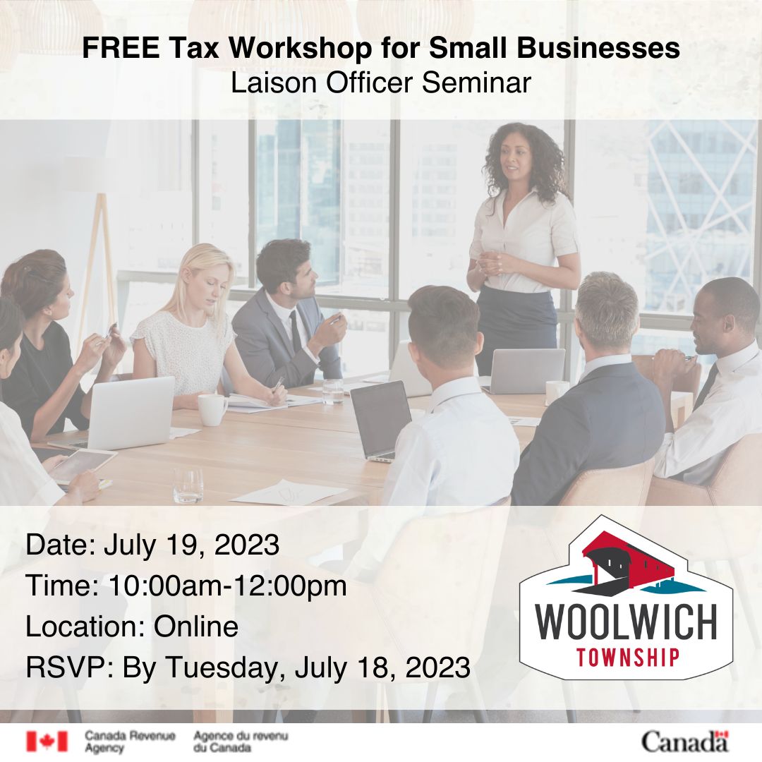 Township of Woolwich on Twitter: "Calling all small business owners! 📣 Don't let taxes stress ...