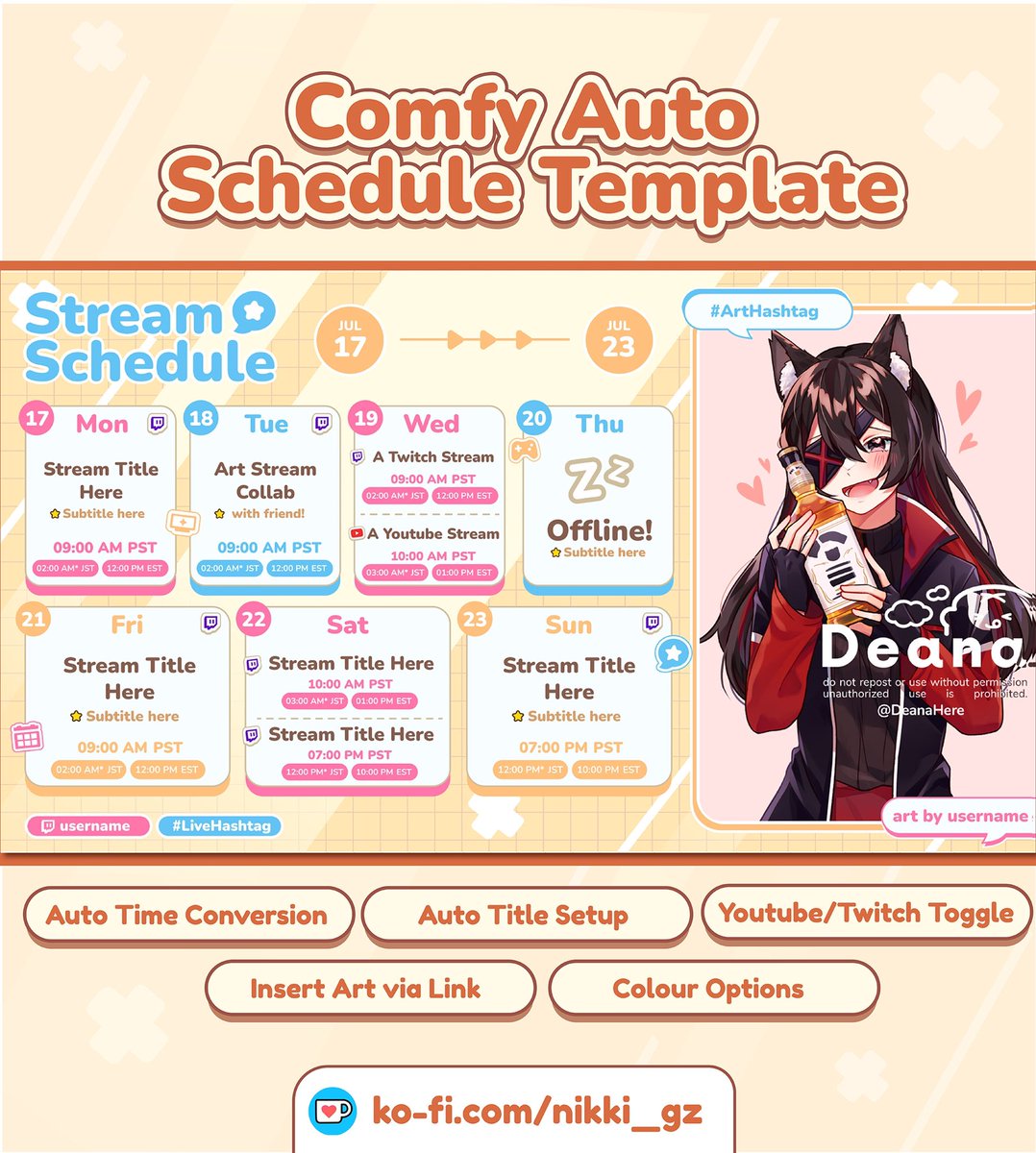 Nikki GZ📗 on Twitter: "Comfy Auto Schedule Template now available! - can auto toggle twitch ...