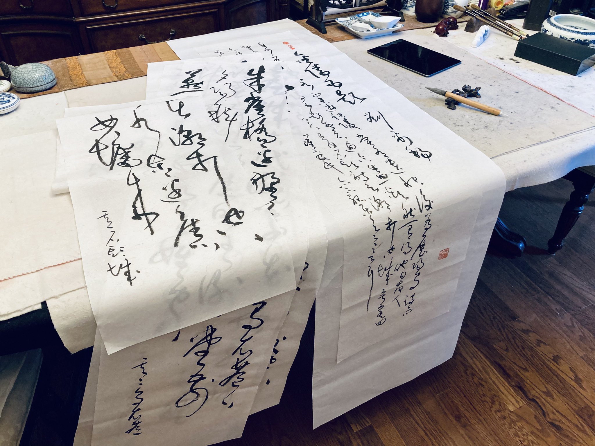 子暮草书 Zimu Cursive Script on Twitter: "草书 唐•刘禹锡《金陵五题·并序》 余少为江南客，而未游秣陵，尝有遗恨。后为历阳守，跂而望之。适有客以《金陵五题》相 ...