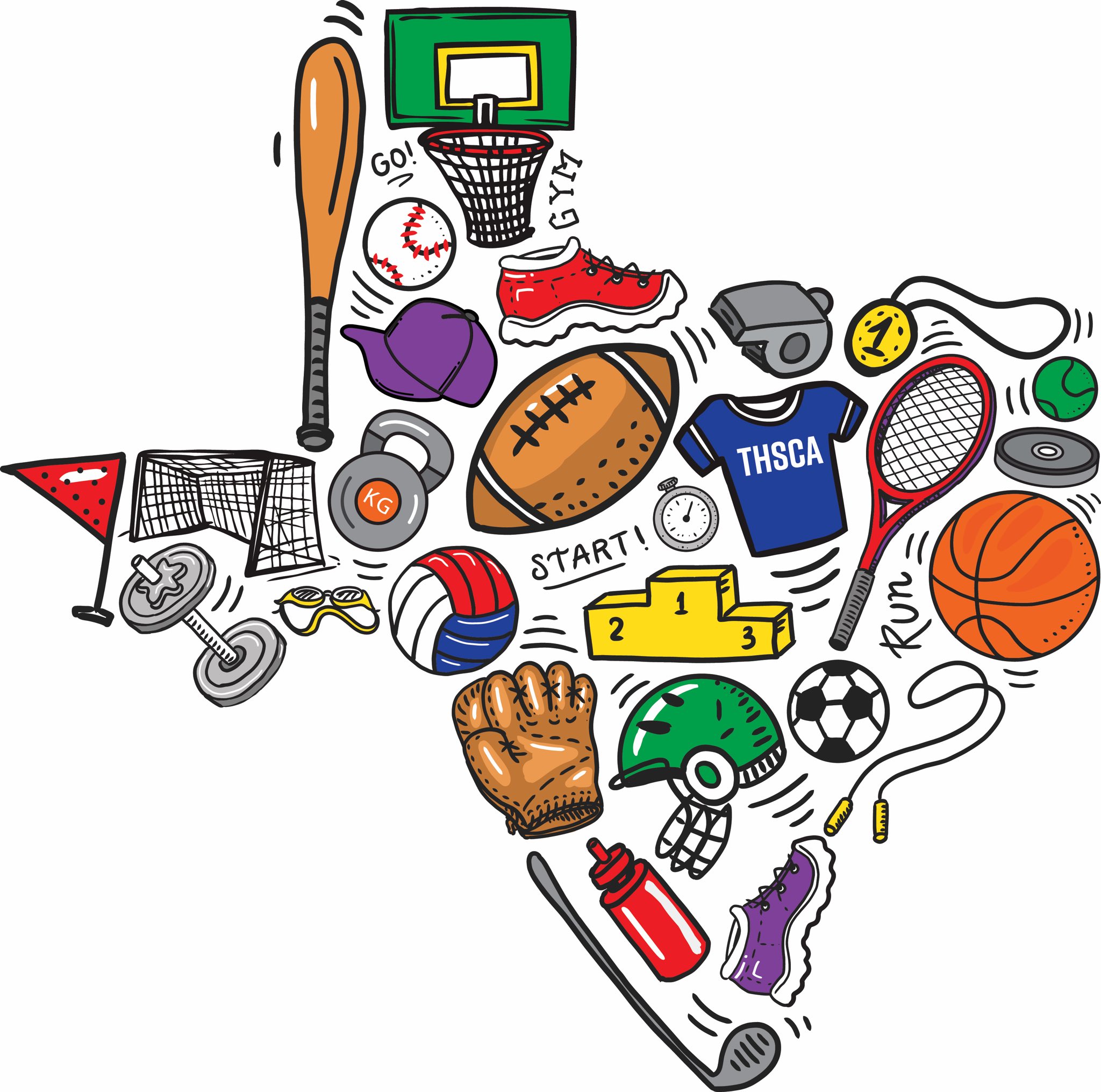 Sports Equipment Collage Clip Art