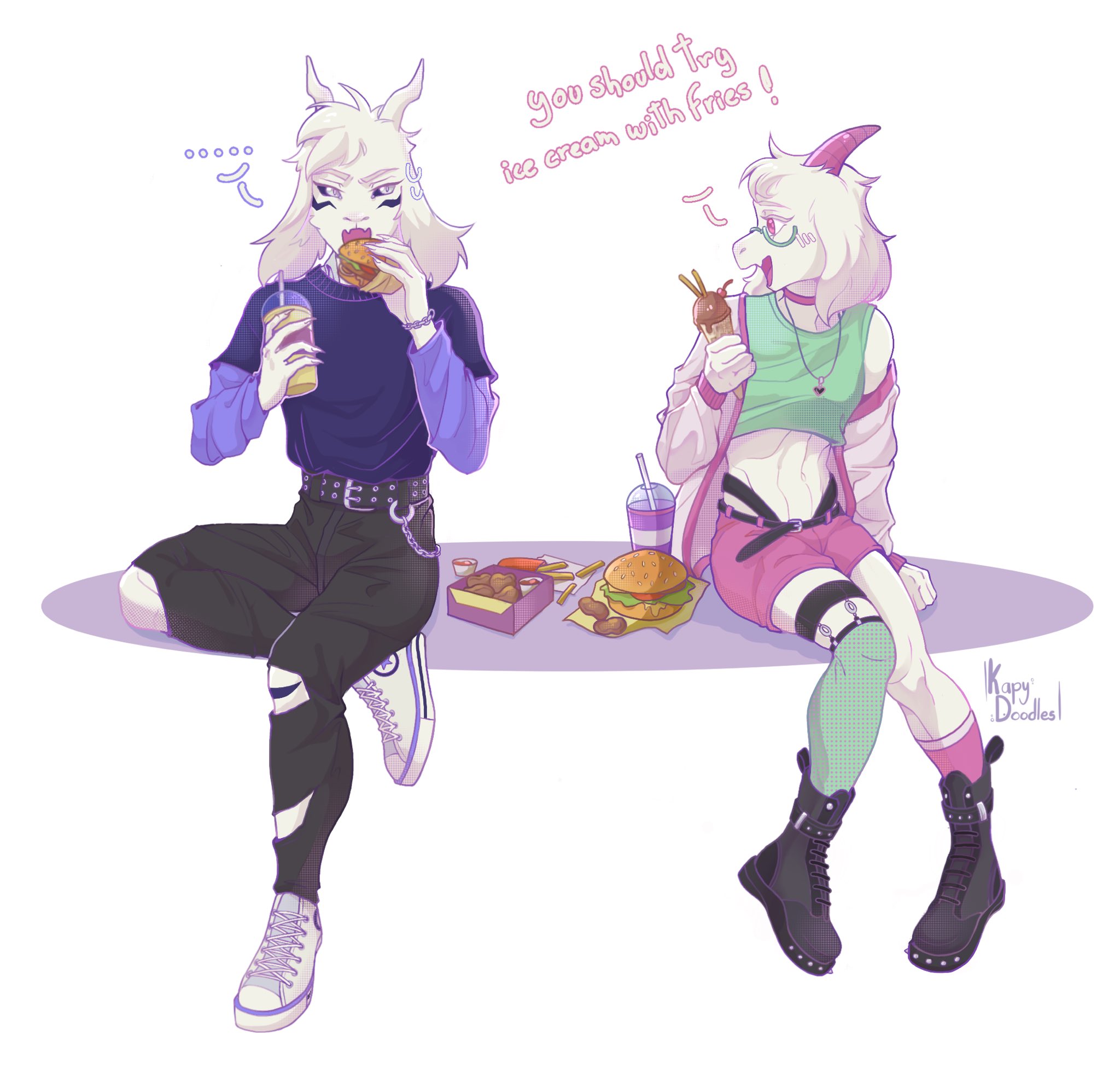Kapydoodles 🌸🐇 on Twitter: "Quick fanart of Asriel and Ralsei having their lunch together ️ (I ...