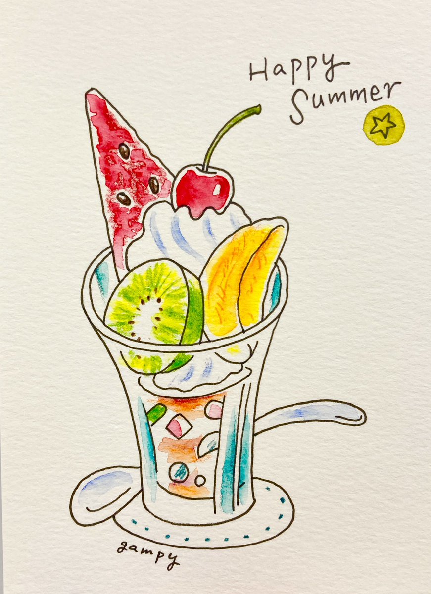 「今日のデモンストレーションにて、 水彩色鉛筆と0.1ミリの顔料ペンと水筆で 阪急」|ganpukuのイラスト