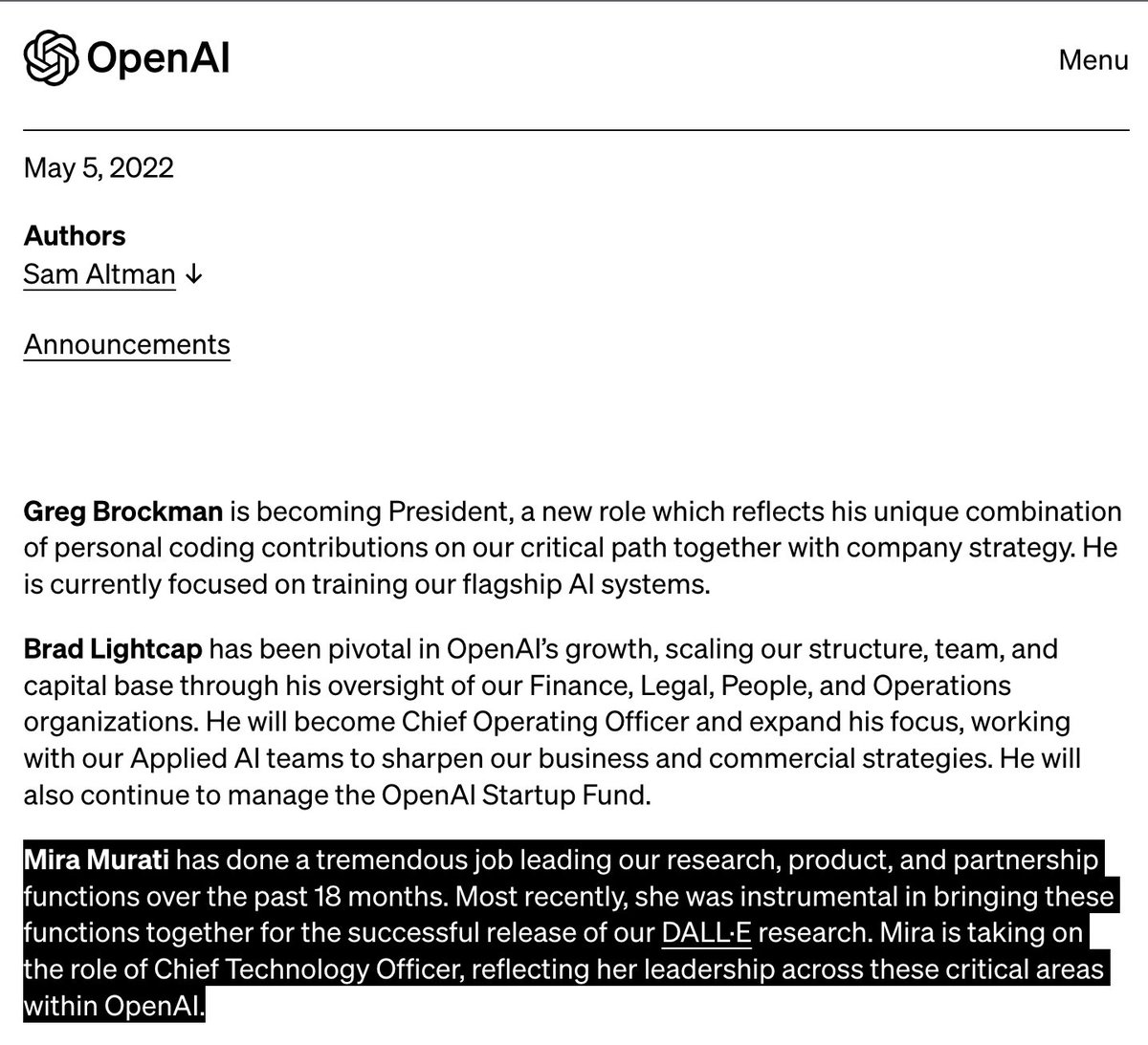 Mira Murati is the most powerful CTO in the world. As CTO of OpenAI ...