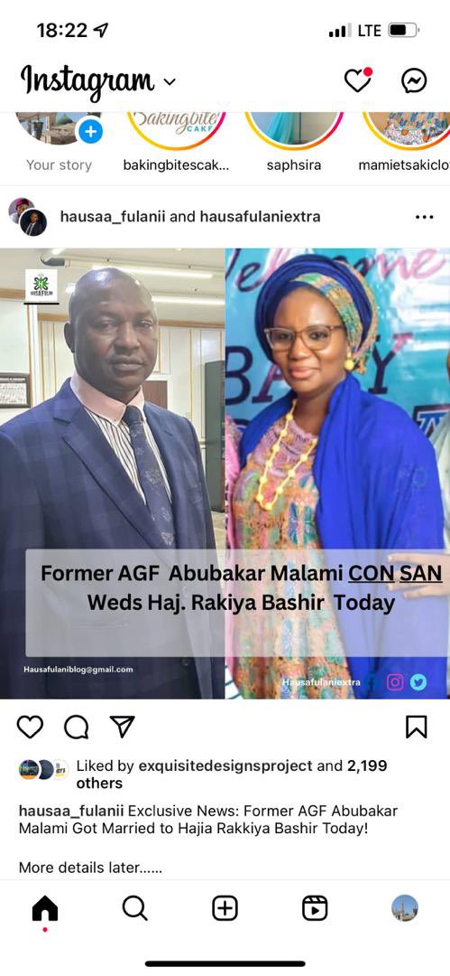 Former AGF Abubakar Malami CON SAN Weds his long term girlfriend Haj. Rakiya Bashir Yesterday ...