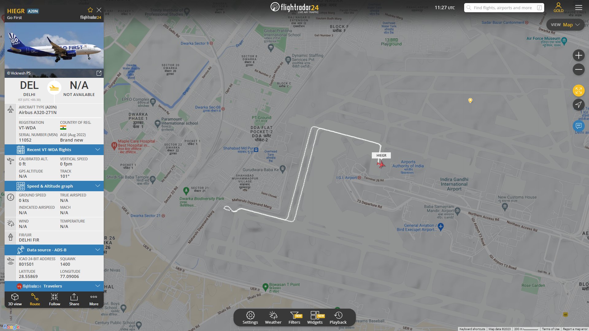 Taxied