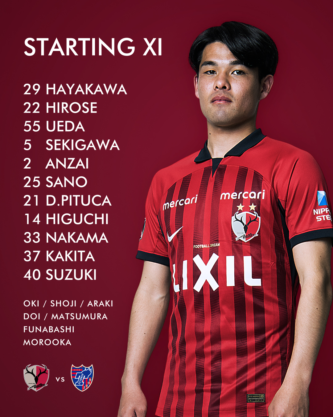 鹿島アントラーズ on Twitter: "【7/16 FC東京戦】 スタメン： GK 早川友基 DF 広瀬陸斗 植田直通 関川郁万 安西幸輝 MF 佐野海舟 ディエゴピトゥカ 樋口雄太 仲間 ...