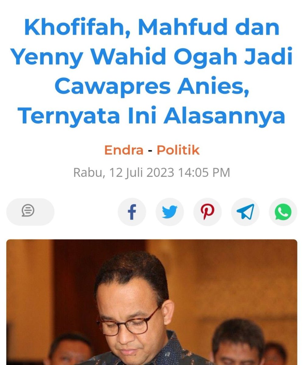 Manto on Twitter: "Orang orang pintar nolak jadi cawapres Anies. Yang ngotot malah ketum yang ...