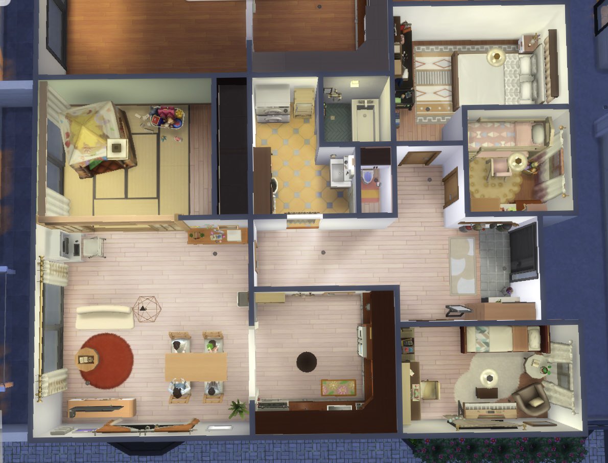 ぺんすぅ@シムズ4建築 on Twitter: "4LDKの間取りになります🙌🏻