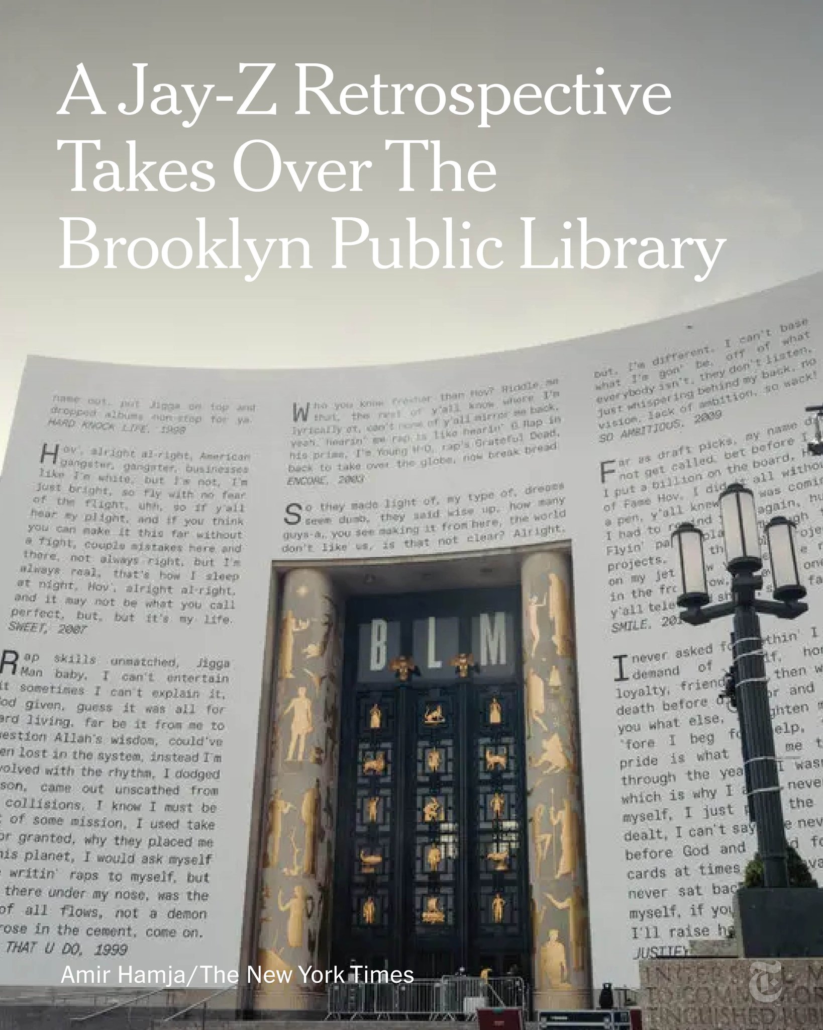 The New York Times on Twitter: "Jay-Z lyrics appeared on the front of the Brooklyn Public ...
