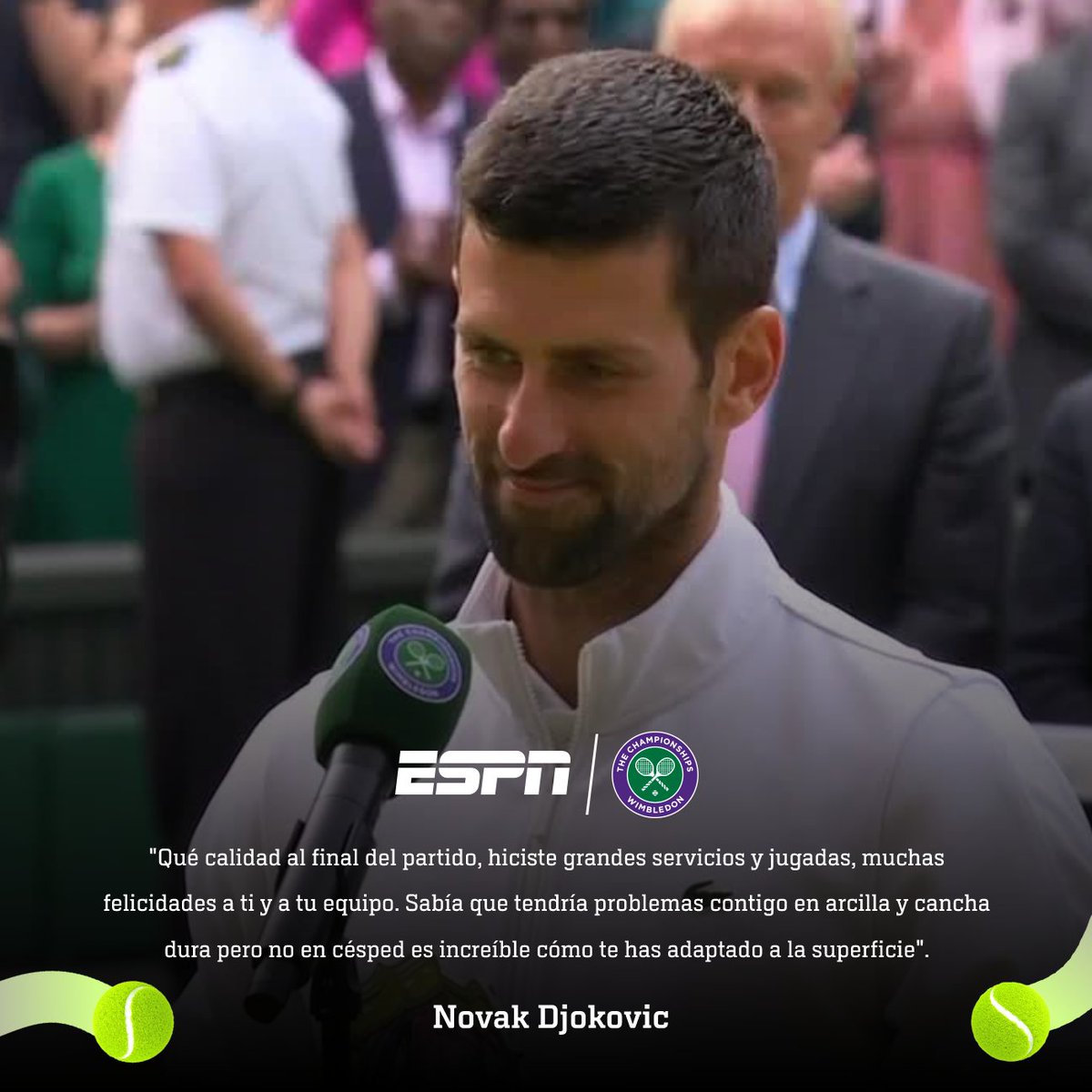ESPN.com.mx on Twitter: "¡RESPETO AL RIVAL! ️ Novak Djokovic llena de elogios por la gran final ...