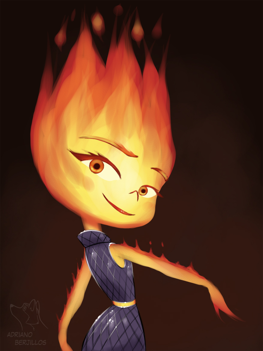 Fire Elemental Girl Drawing