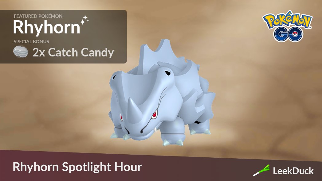 Leek Duck 🦆 on Twitter: "A Rhyhorn Spotlight Hour is set for Tuesday, July 18, from 6 pm to 7 pm ...