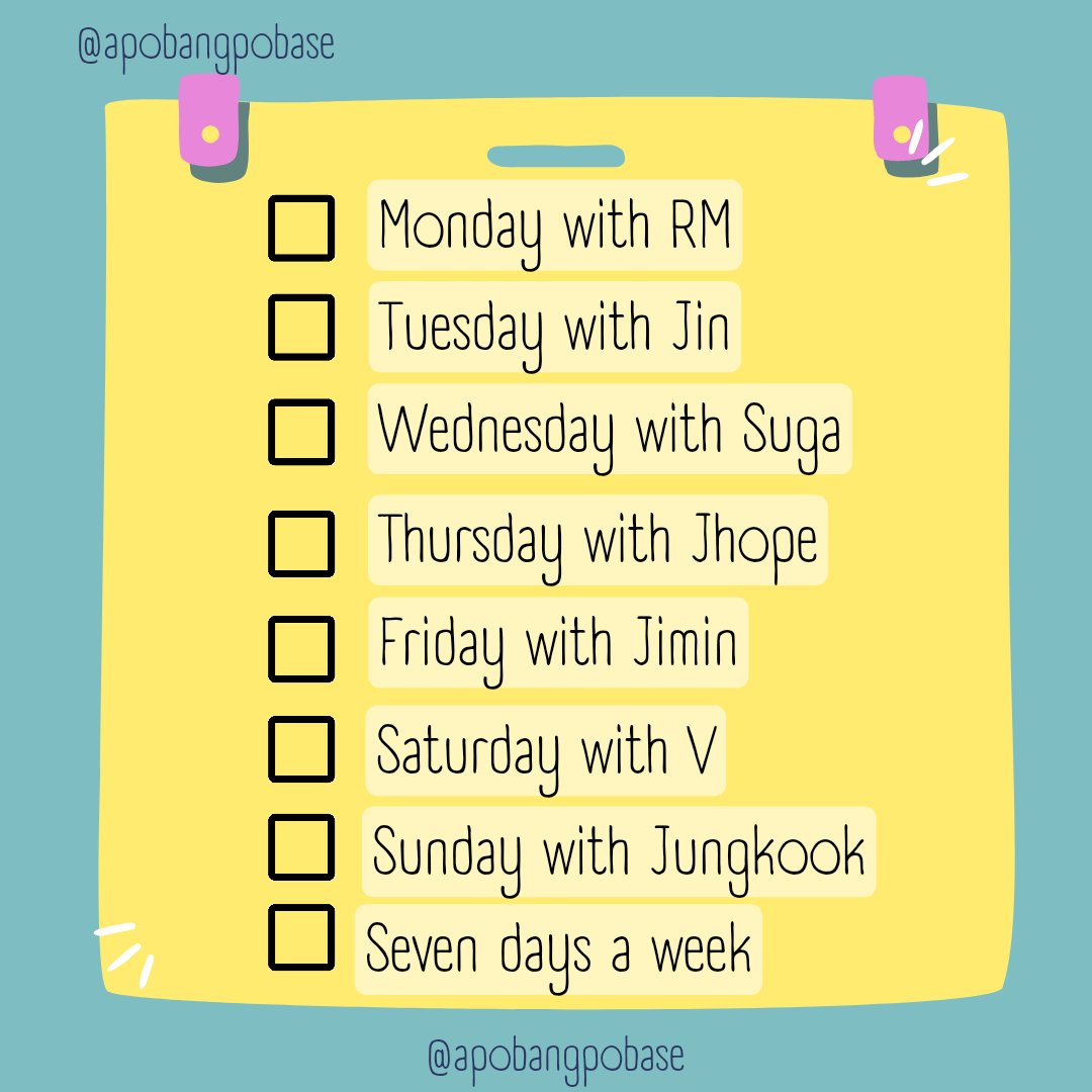 7bts.update on Twitter: "RT @apobangpobase: Seven days a week Spotify playlist Seven & BTS & BTS ...