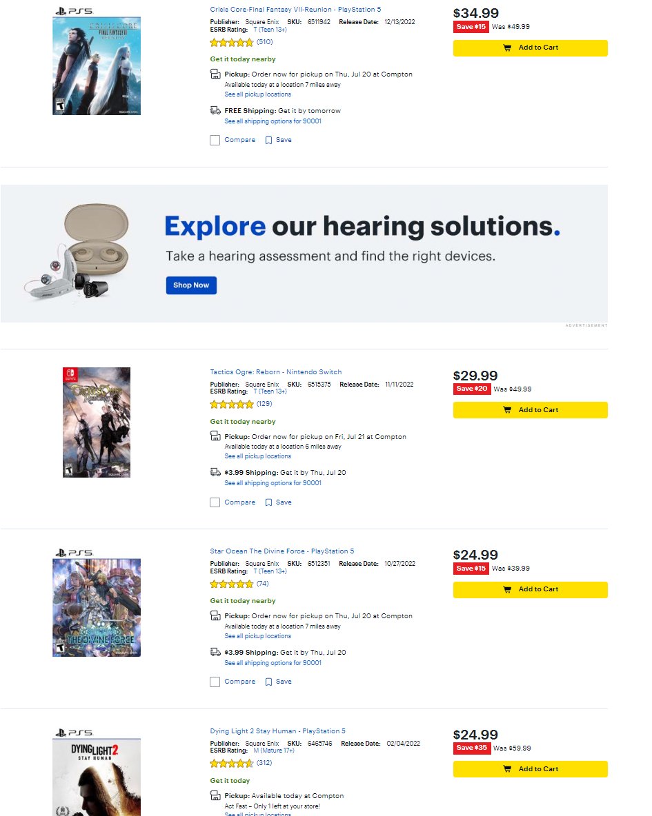 Wario64 on Twitter: "Square Enix sale at Best Buy http://bit.ly/3MXiSxk #ad"