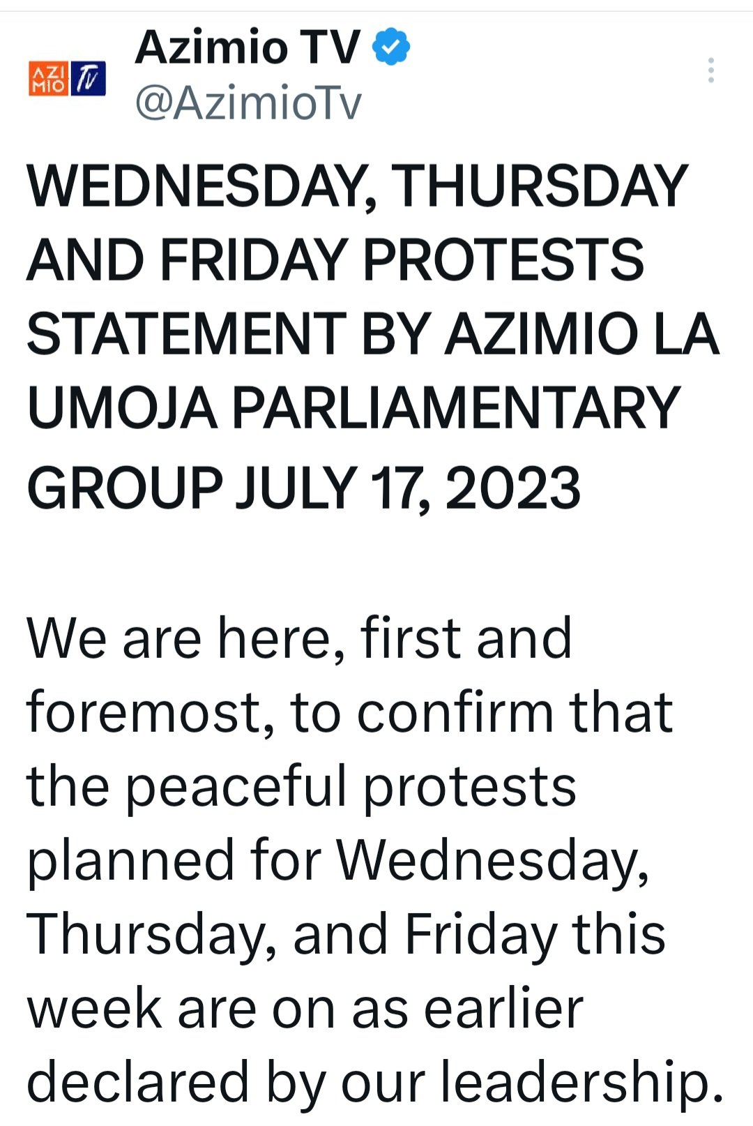 VOICE OF REASON on Twitter: "Azimio Maandamano are ON. RUTO should do the needful - suspend the ...