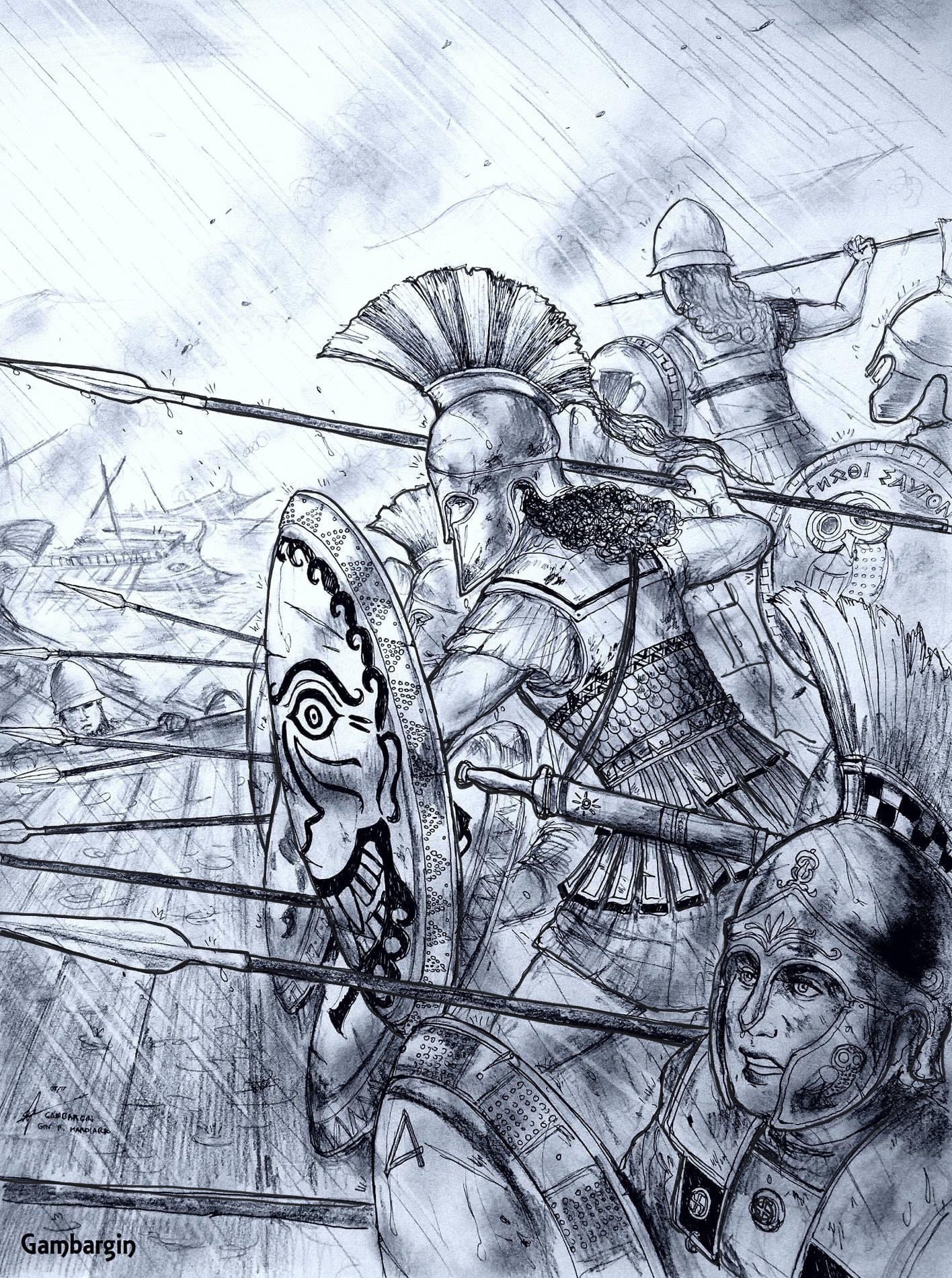 Greek Woman Warrior Drawing