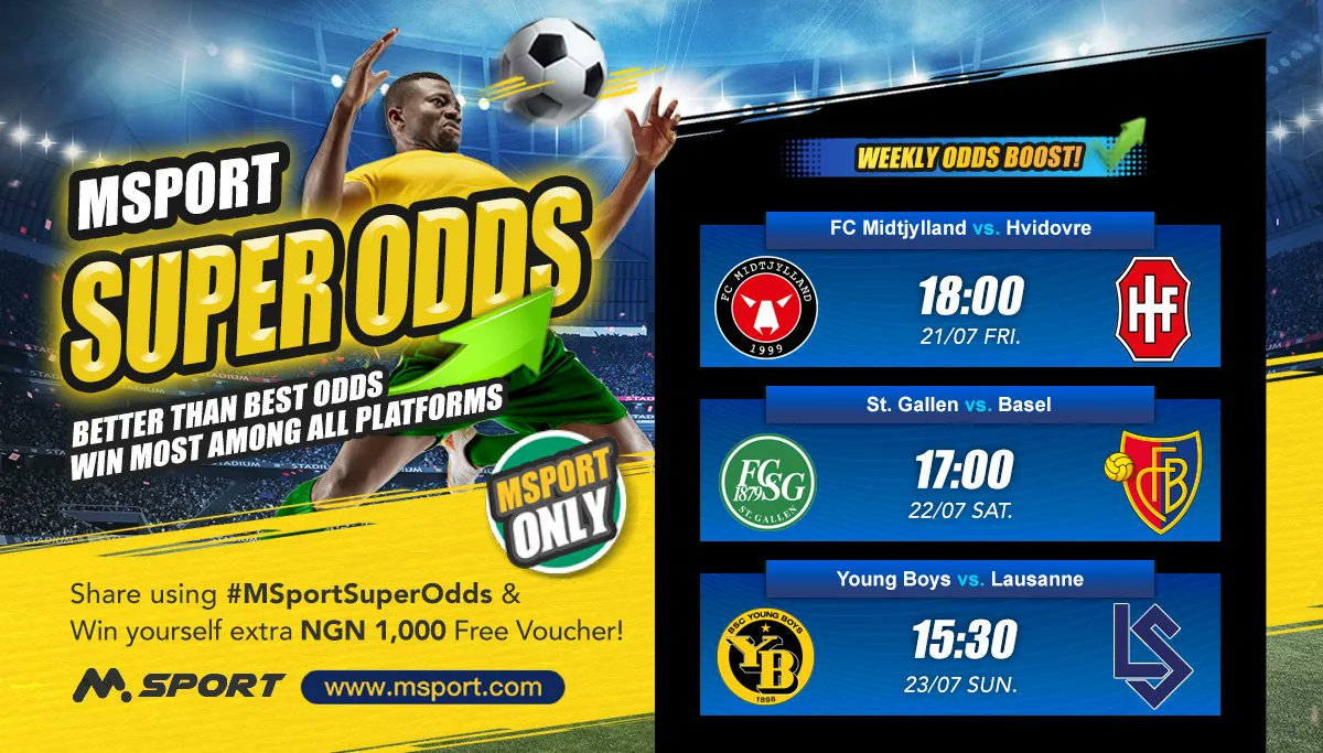 MSportOfficial on Twitter: "We have boosted the 𝗧𝗼𝗽 𝟯 matches to Super Odds Matches across all ...