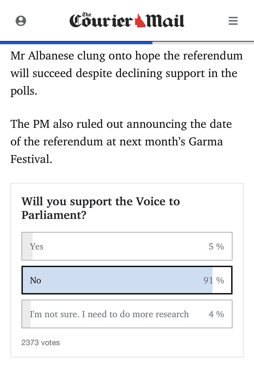 QBCC Integrity on Twitter: "Our poll vs @couriermail poll Ours 5% yes, 94% no, 1% unsure Courier ...