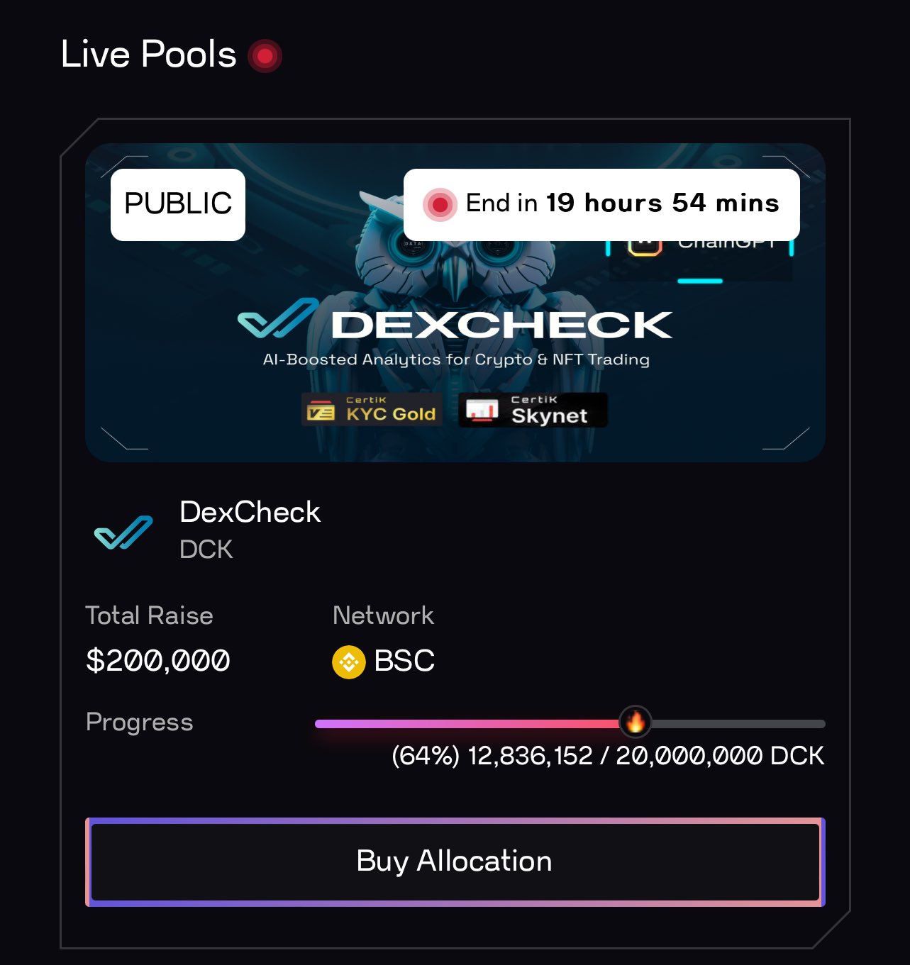 IBCIG on Twitter: "Dexcheck IDO on @Chain_GPT is now live & as of now, 64% of the 1st round pool ...
