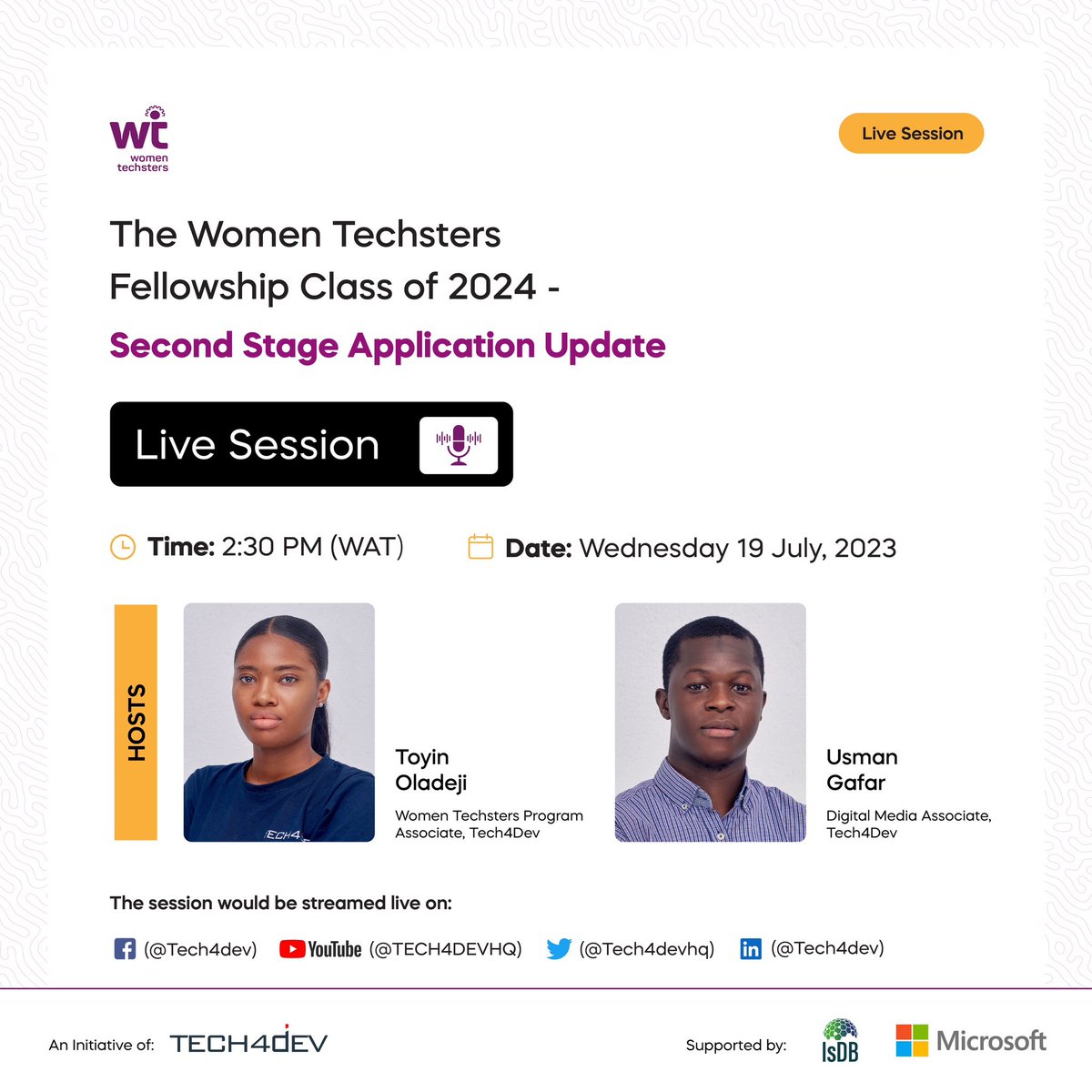 Tech4Dev on Twitter: "On the 14th of July, 2023, every applicant of the Women Techsters ...